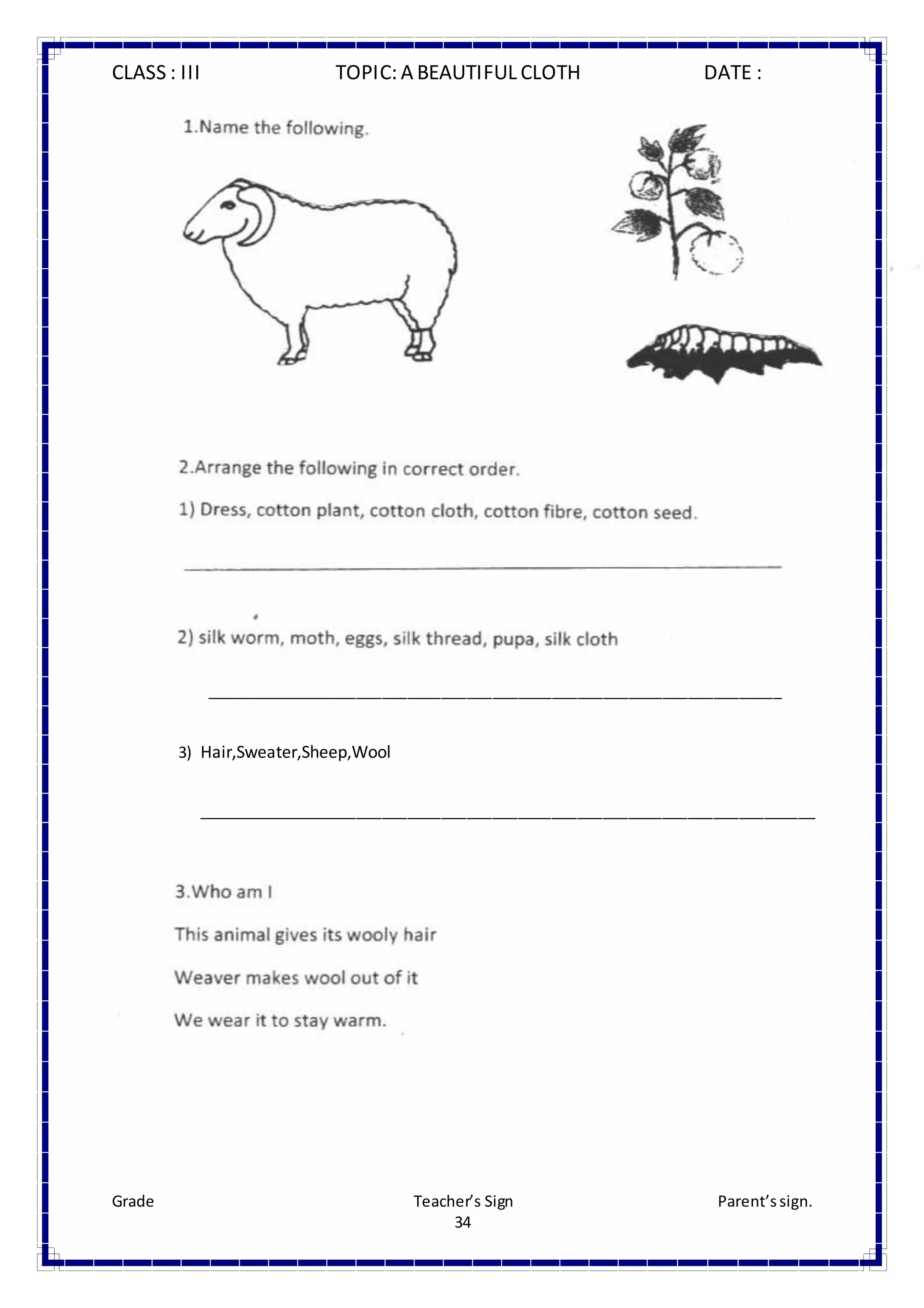 CLASS III EVS WORKSHEETS | DOCX