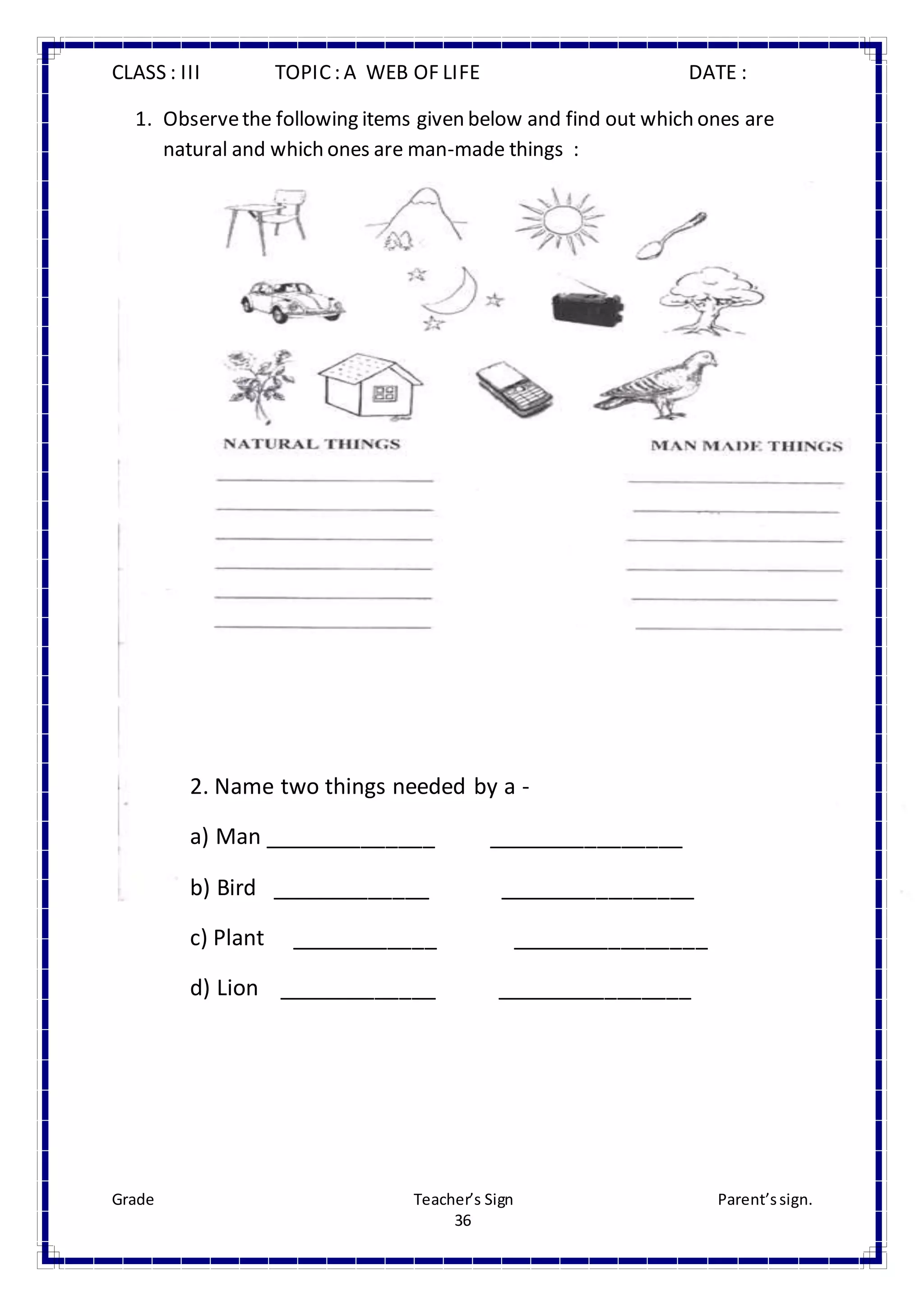 CLASS III EVS WORKSHEETS | DOCX