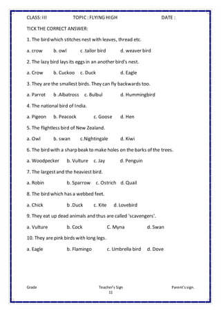 CLASS III EVS WORKSHEETS | DOCX