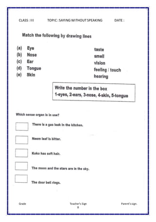 CLASS III EVS WORKSHEETS | DOCX