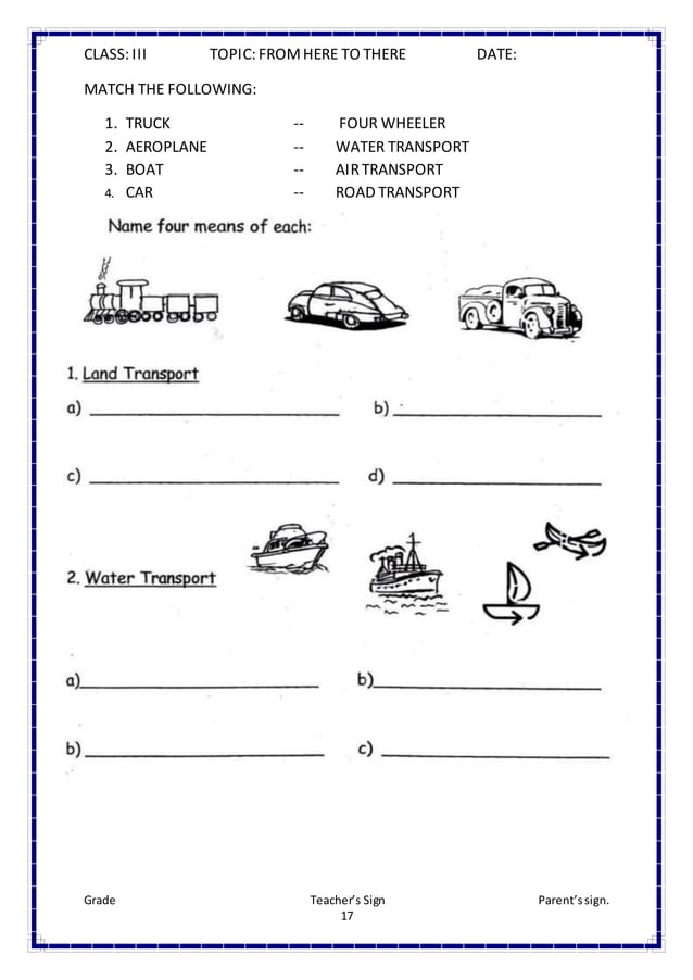 CLASS III EVS WORKSHEETS | PDF
