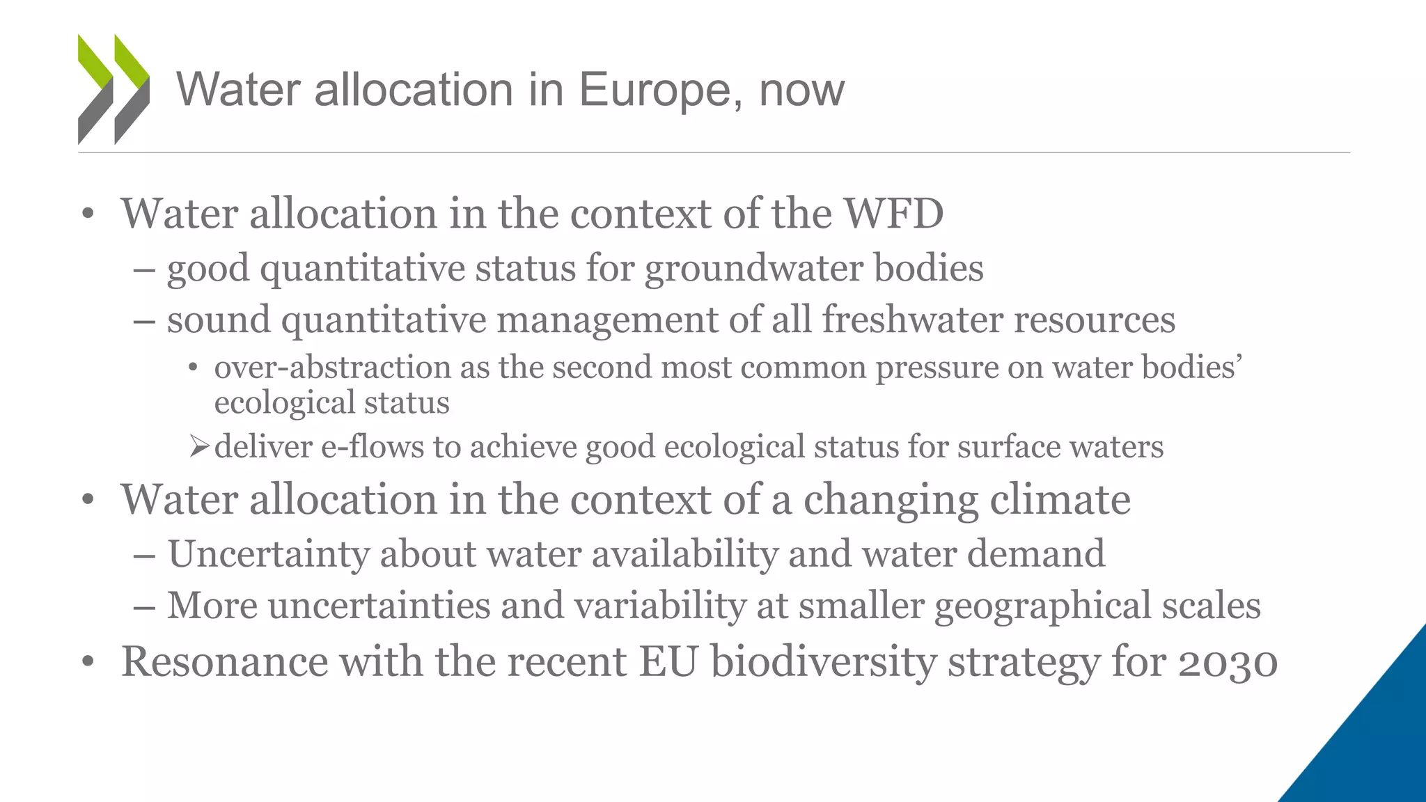 Presentation - Workshop 3: Water scarcity, Xavier Leflaive | PDF