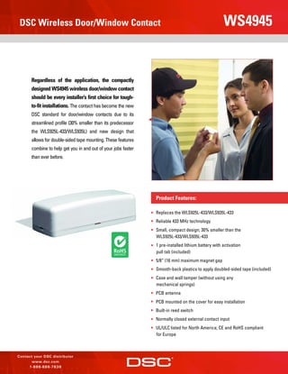Ws4945 wireless door contact | PDF