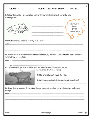 CLASS IV EVS WORKSHEETS | DOCX