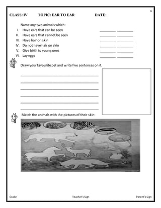 CLASS IV EVS WORKSHEETS | PDF