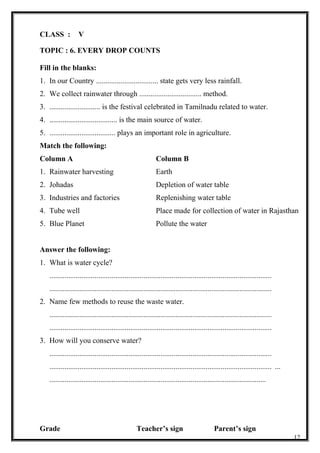 CLASS V EVS WORKSHEETS | DOC