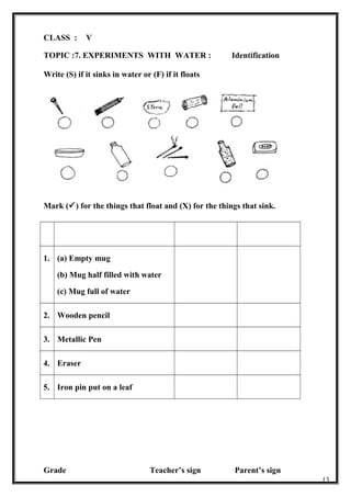 CLASS V EVS WORKSHEETS | DOC