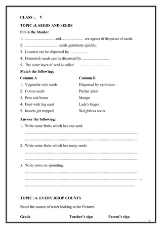 CLASS V EVS WORKSHEETS | DOC