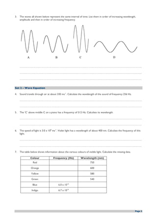 Ws 821 describing waves questions | PDF
