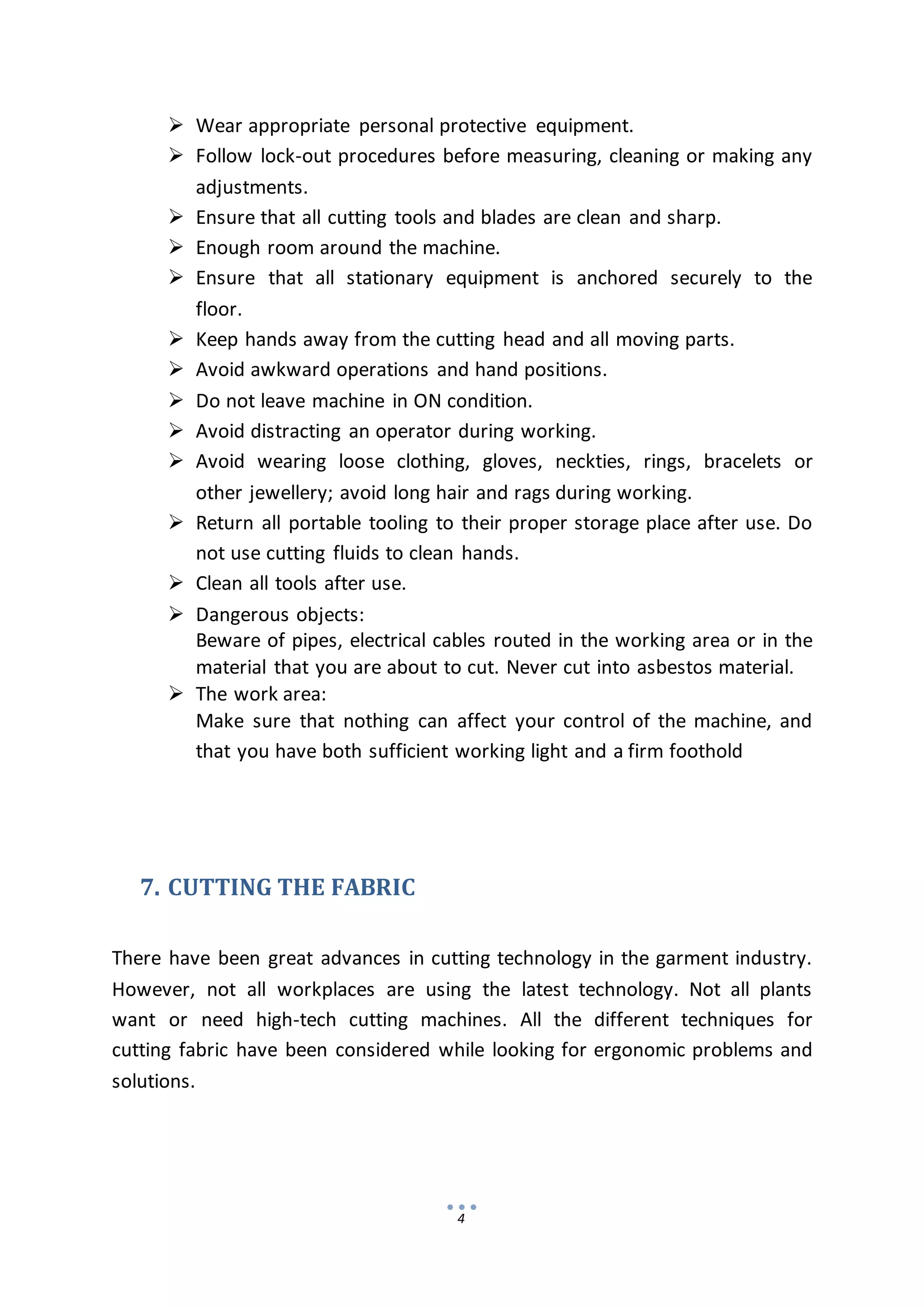 Ergonomics principles used in cutting tools in the RMG industry | PDF