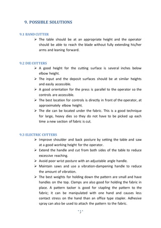 Ergonomics principles used in cutting tools in the RMG industry | PDF