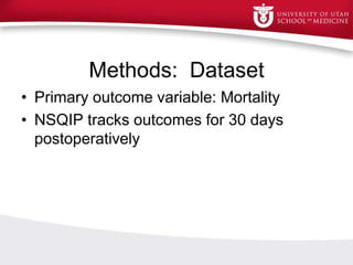 Using NSQIP to calculate mortality risk from NSTIs | PPTX