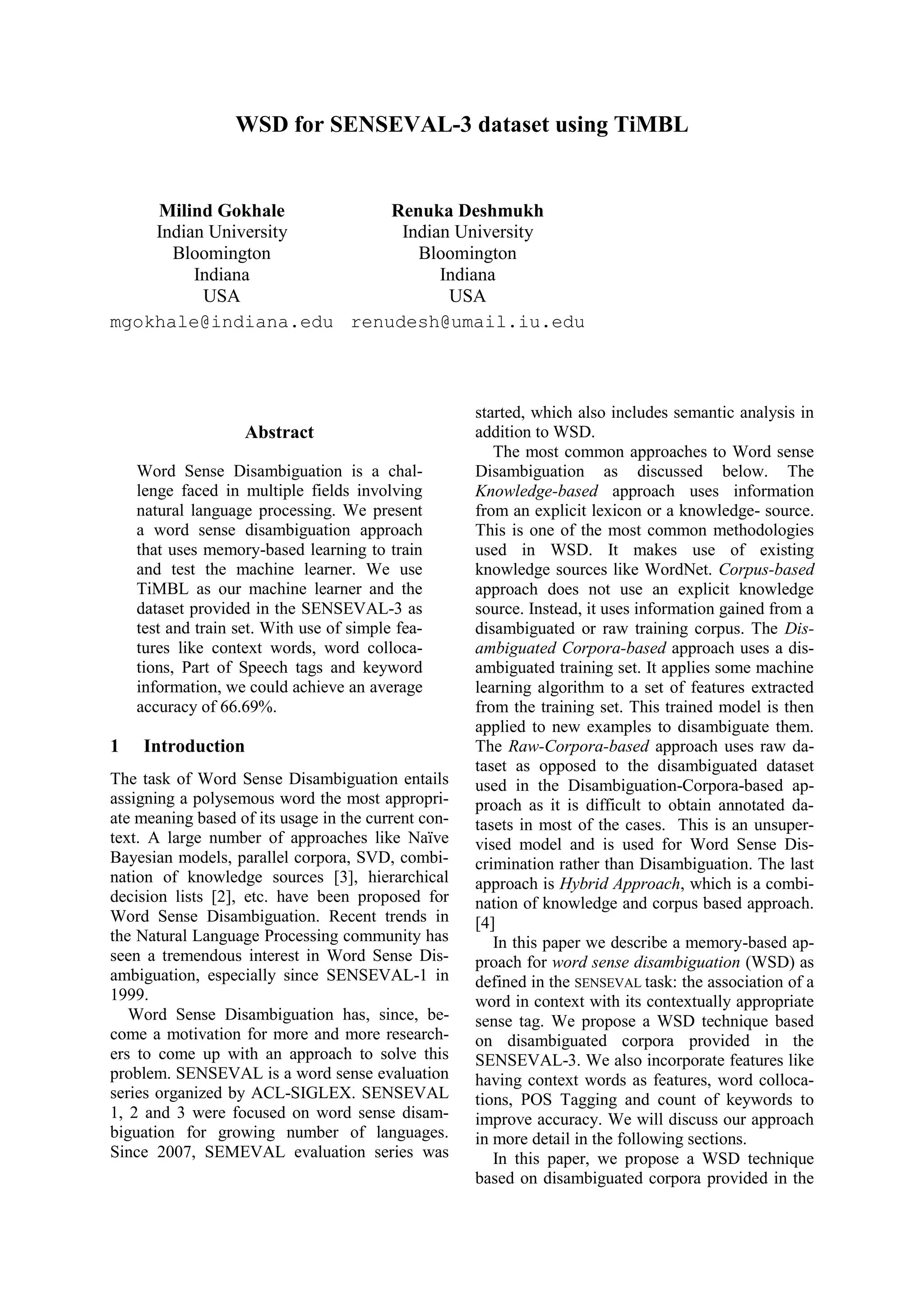 Wsd final paper | PDF