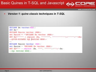 SQL/JavaScript Hybrid Worms As Two-stage Quines | PPT