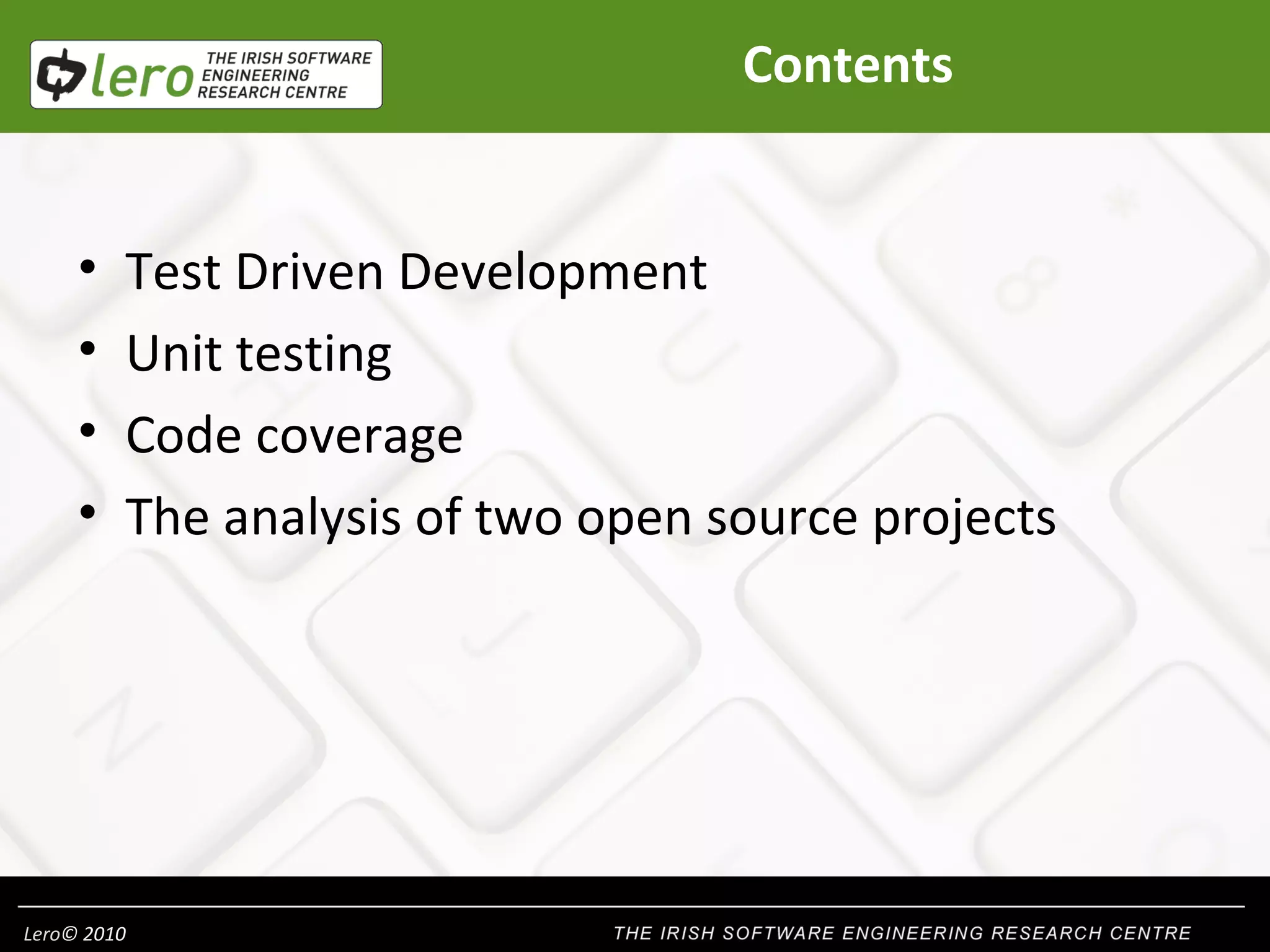 Test Driven Development and Quality Improvement | PPT
