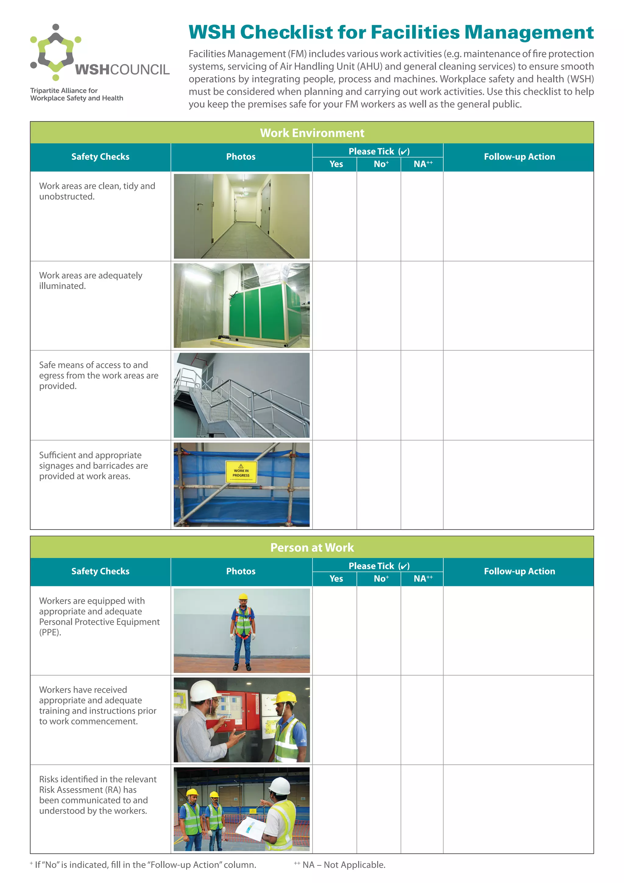 Wsh checklist for supervisors in fm sector | PDF