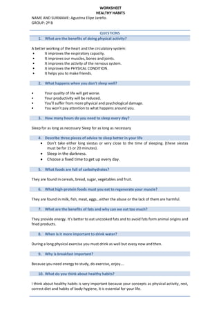 Ws Healthy habits | PDF