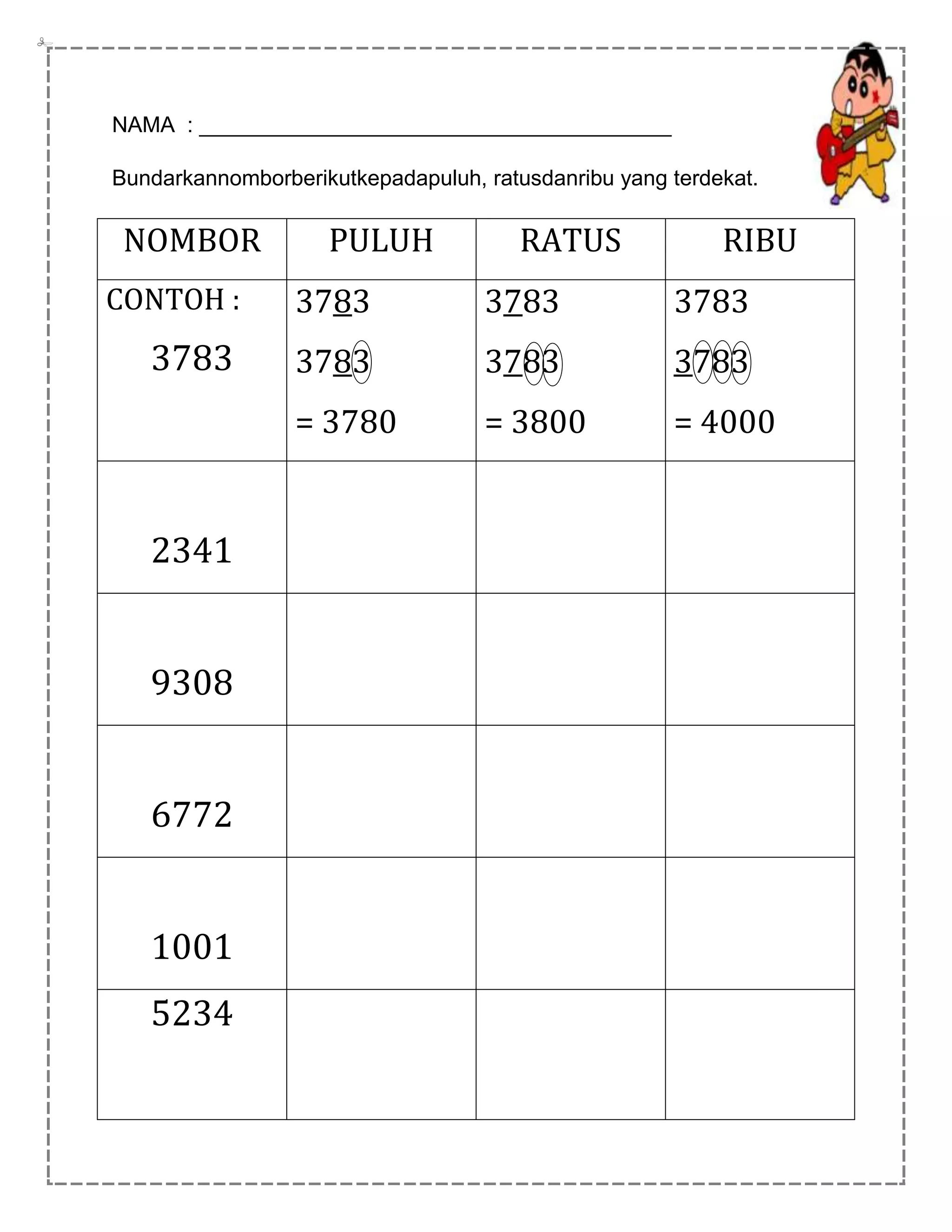 lembaran kerja math year 4 bundar | DOCX