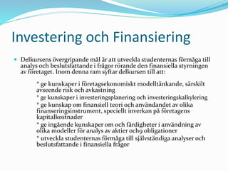 PP till WS investering och finansiering | PPT
