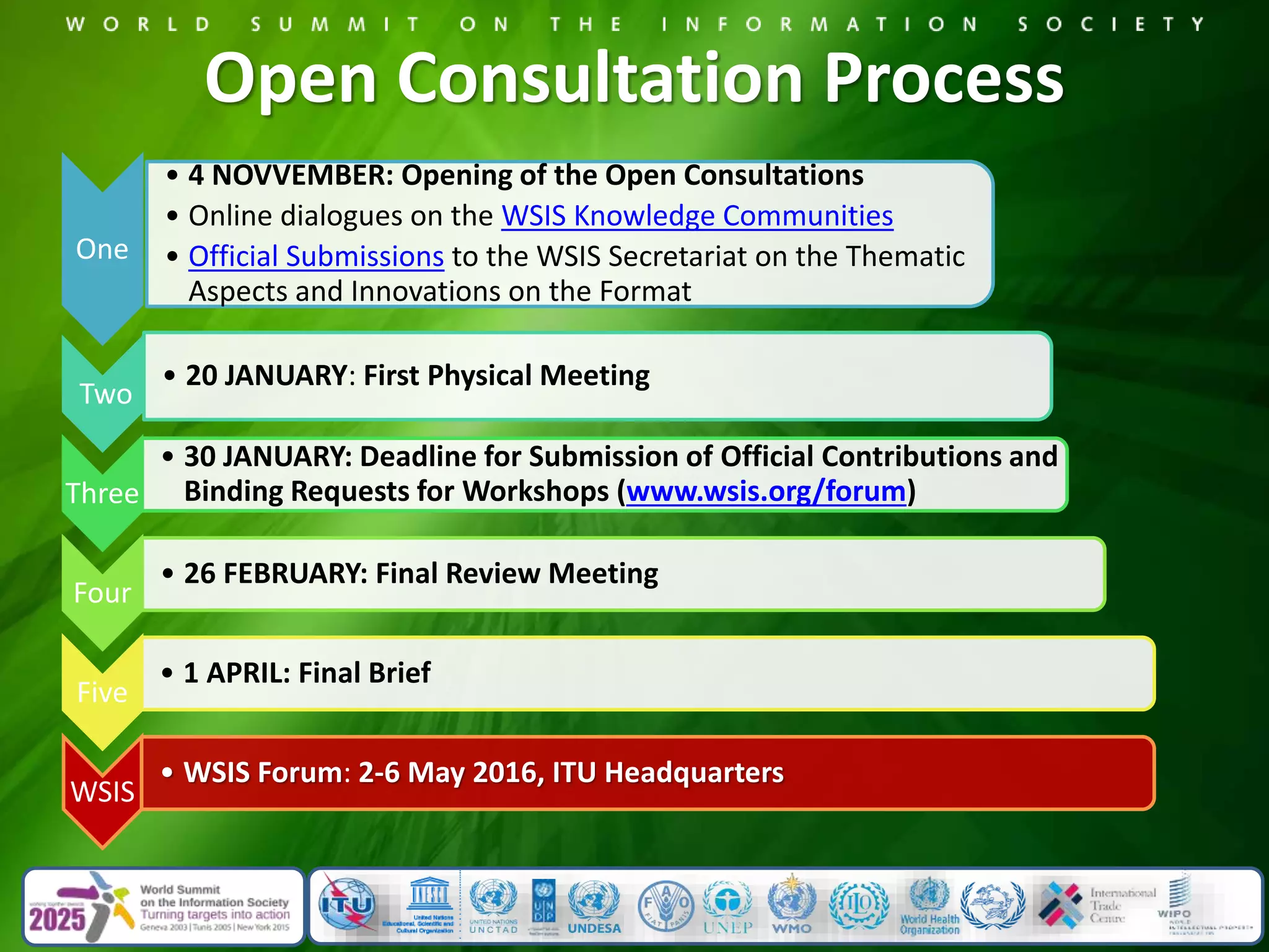 WSIS Forum 2016: Open Consultation Process: Fist Physical Meeting | PPT