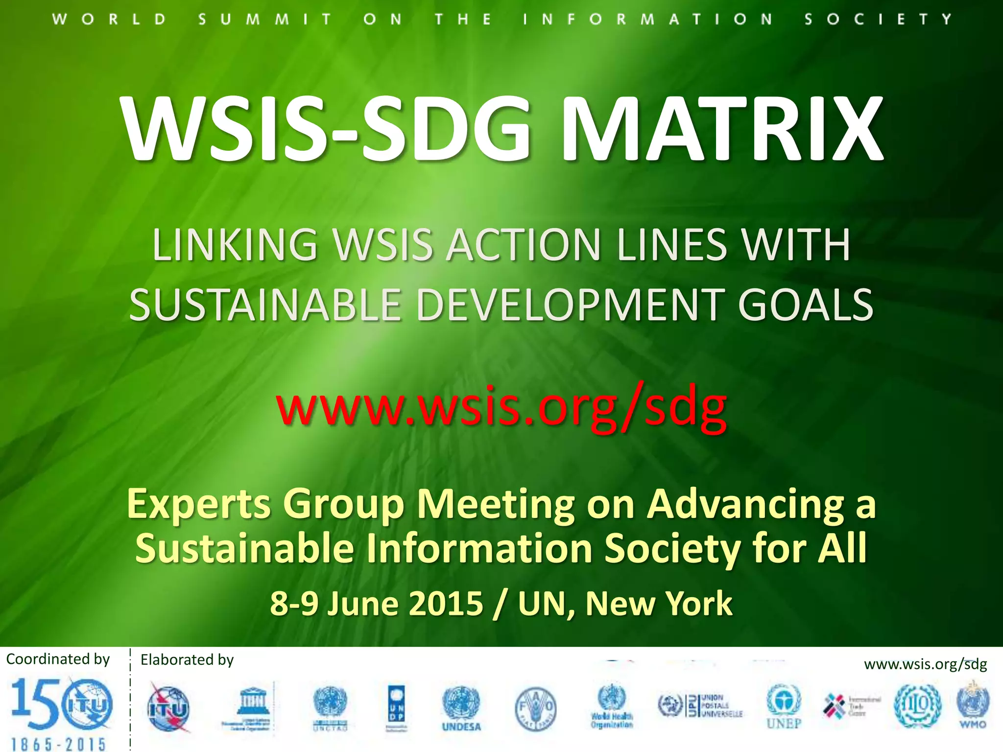 WSIS-SDG Matrix: Linking WSIS Action Lines with Sustainable Development ...
