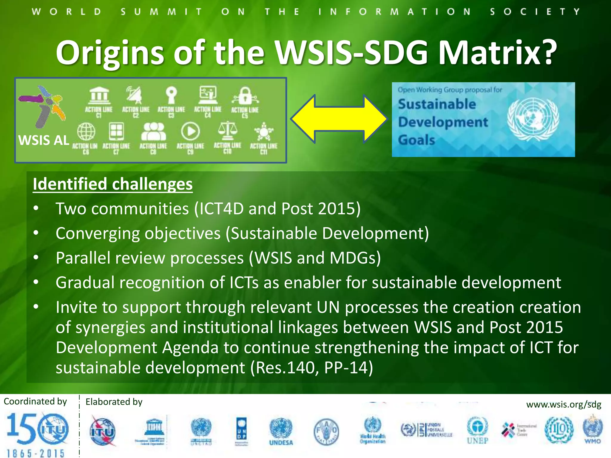 WSIS-SDG Matrix: Linking WSIS Action Lines with Sustainable Development ...