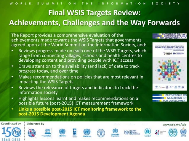 WSIS-SDG Matrix: Linking WSIS Action Lines with Sustainable Development Goals | PPT