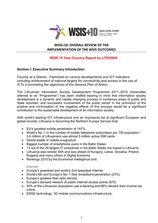 WSIS+10 Country Reporting - | PDF