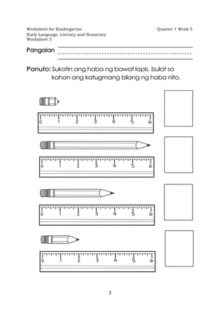 Worksheet Kindergarten Matatag Quarter 1 Week 5 | PDF