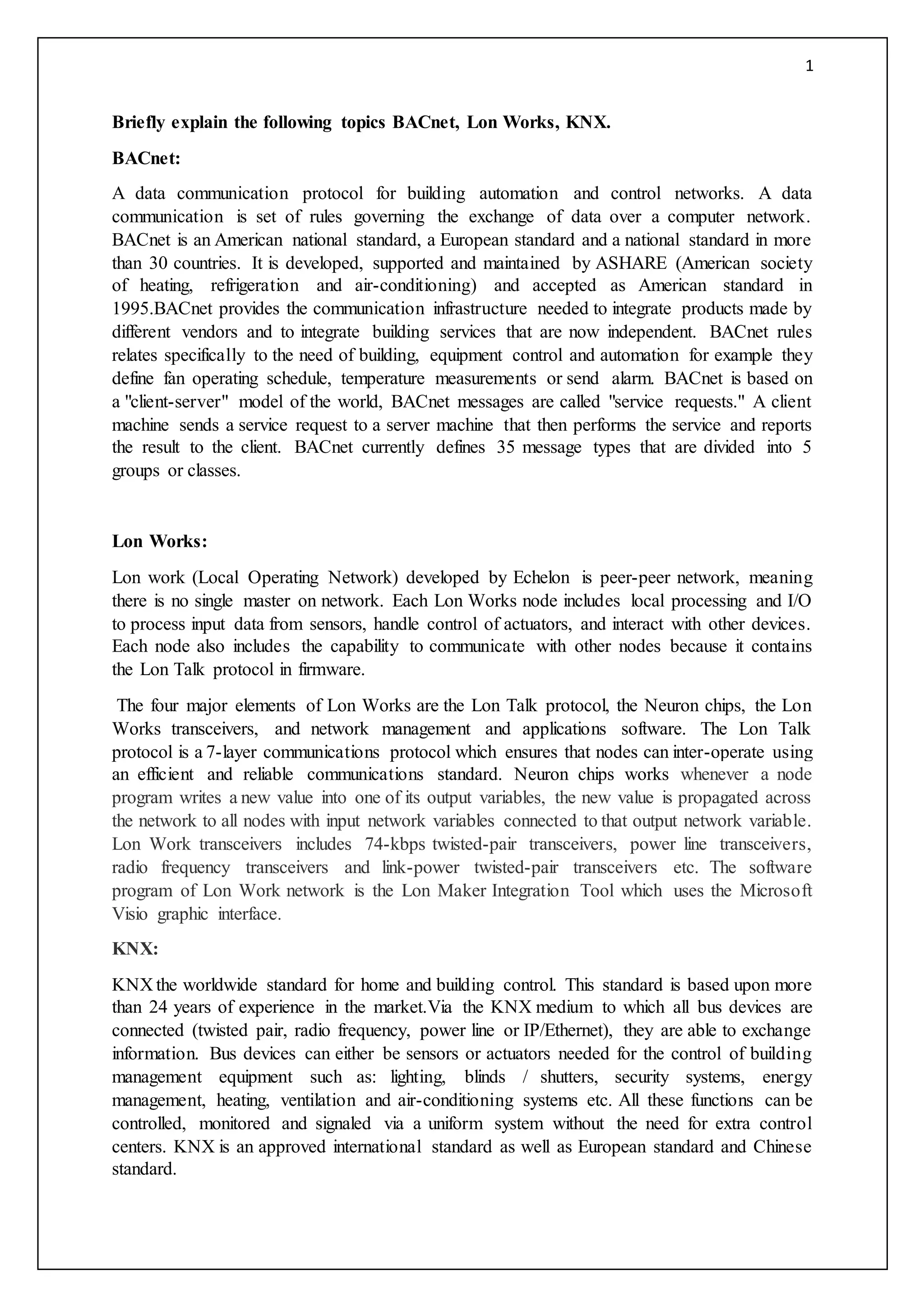 WSN (BACnet,Lonworks,KNX) | DOCX