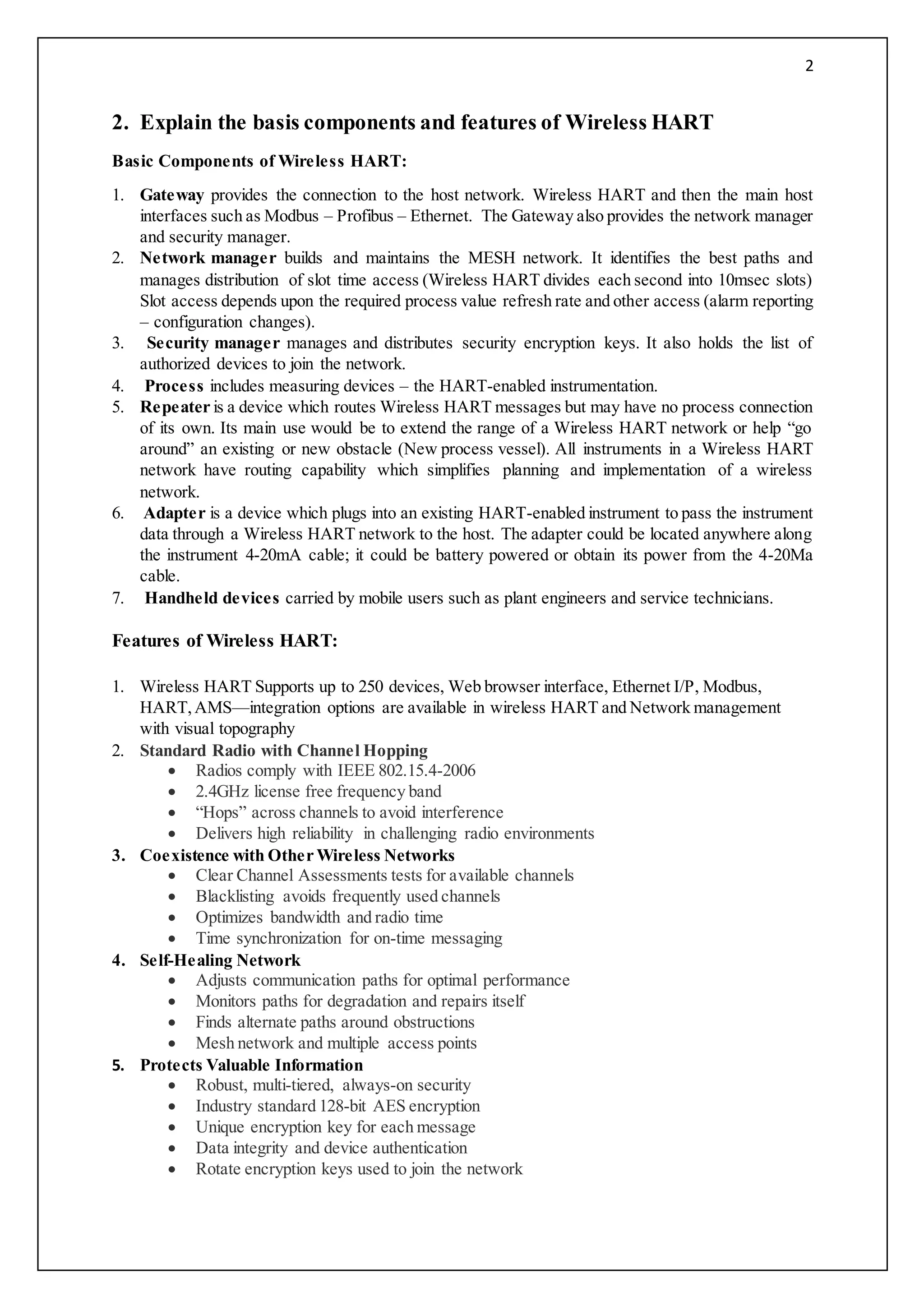 Wsn Wireless Hart Architecture,Mechanism,Components | DOCX