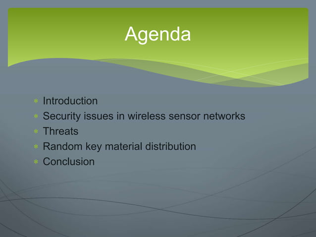 Random key material distribution in wireless sensor networks | PPT