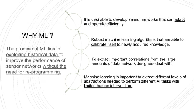 Applications of machine learning in Wireless sensor networks. | PPTX