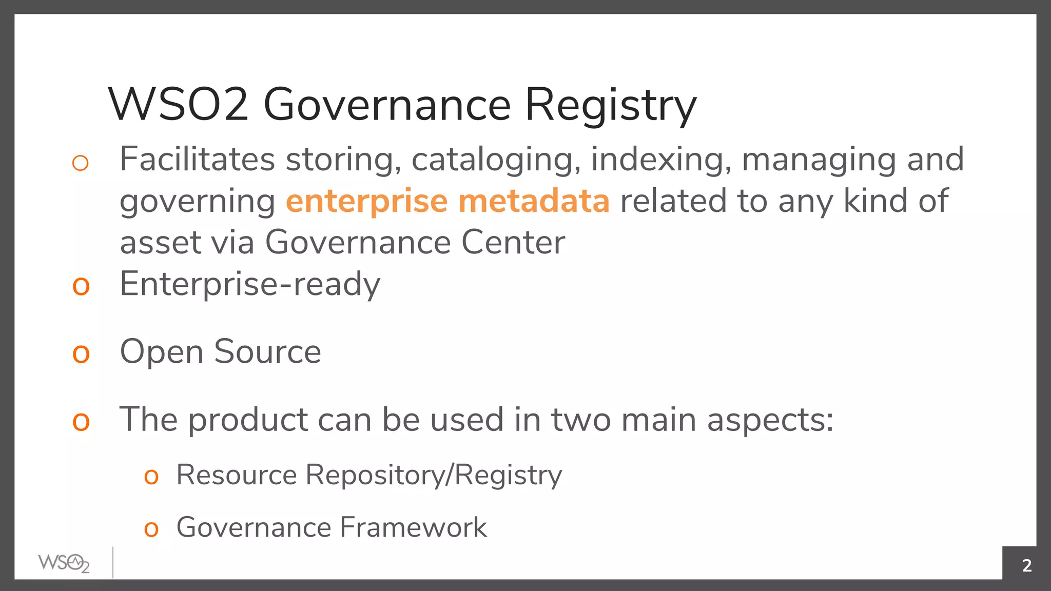 Wso2 Governance Registry 540 Overview Ppt 