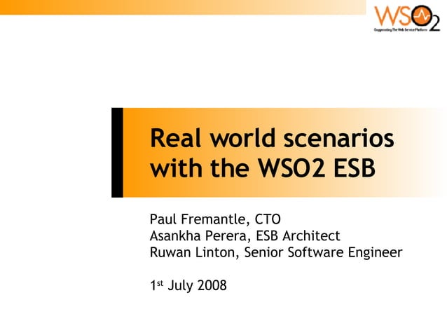 Wso2 Scenarios Esb Webinar July 1st | PPT