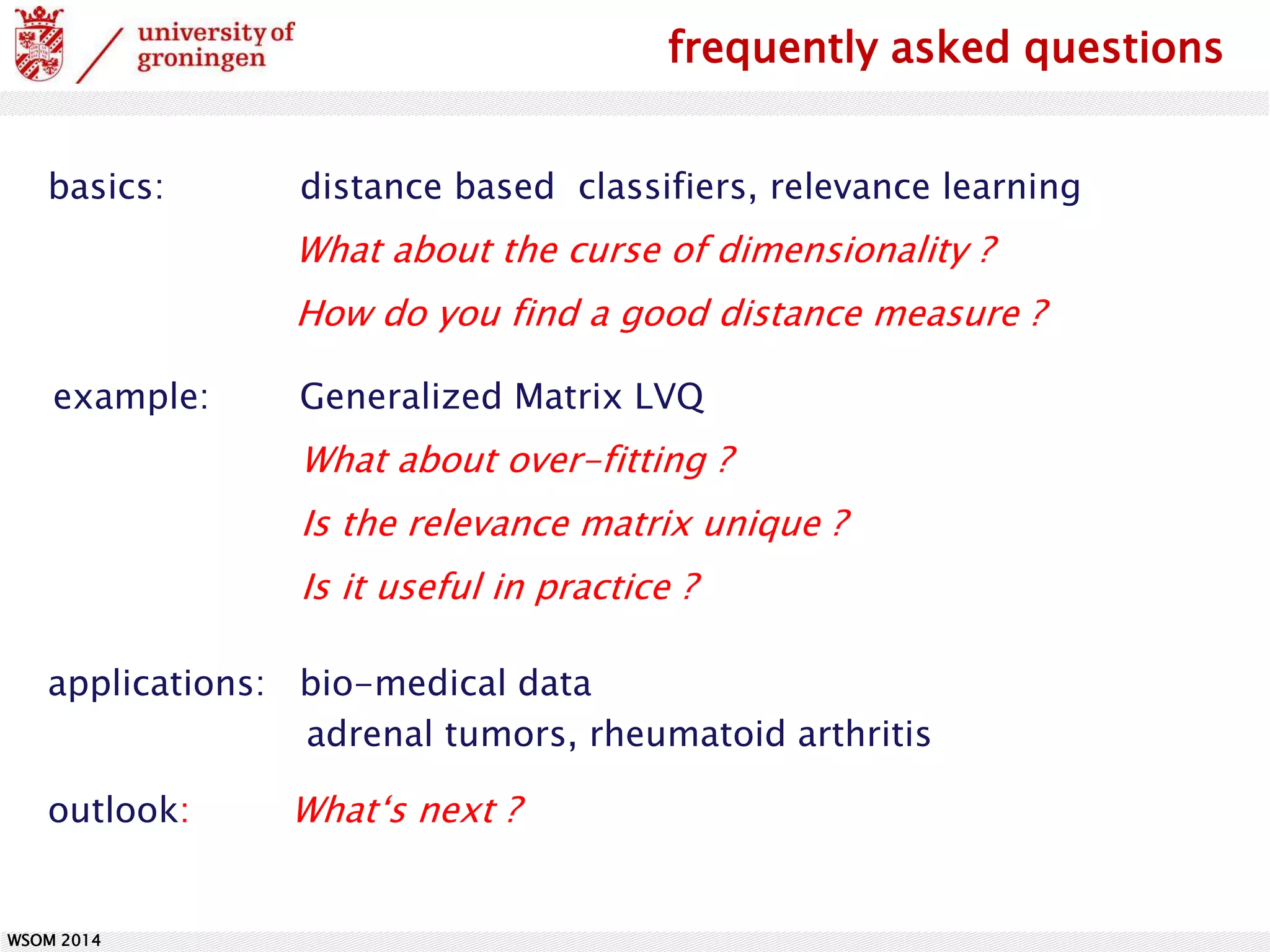 Prototype-based classifiers and their applications in the life sciences | PPT
