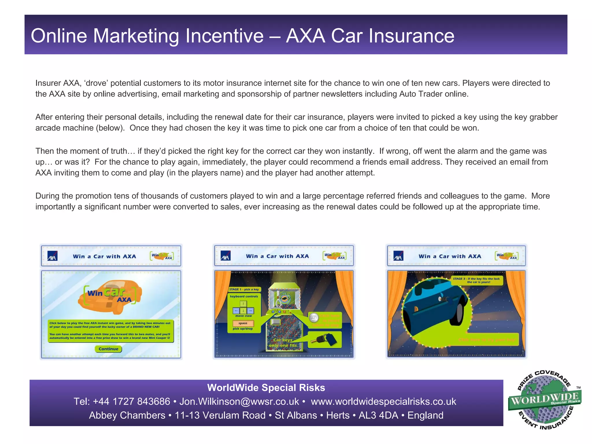 An introduction to promotional insurance from WorldWide Special Risks | PPT