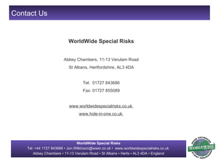 An introduction to promotional insurance from WorldWide Special Risks | PPT