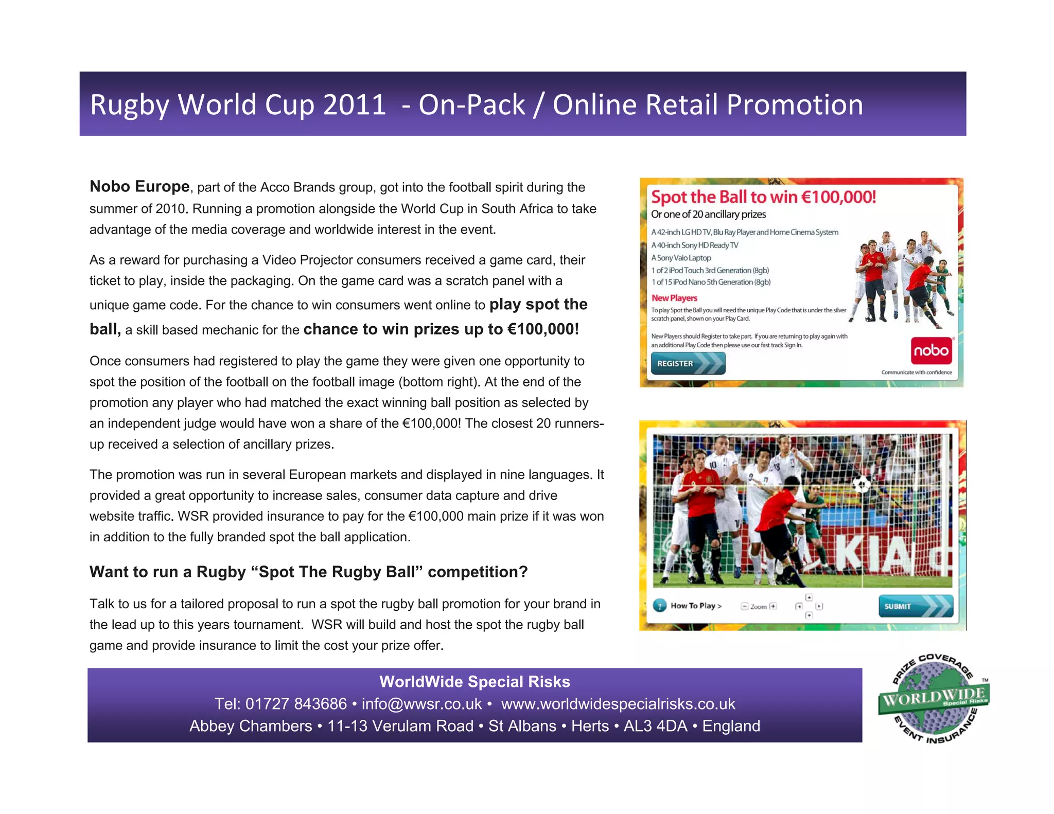Rugby World Cup - Promotional Concepts | PPT