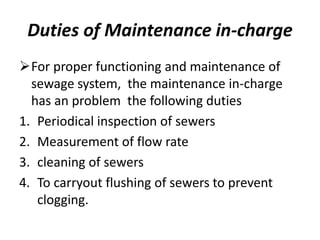 PROCEDURE FOR MAINTENANCE OF SEWAGE SYSTEM | PPTX