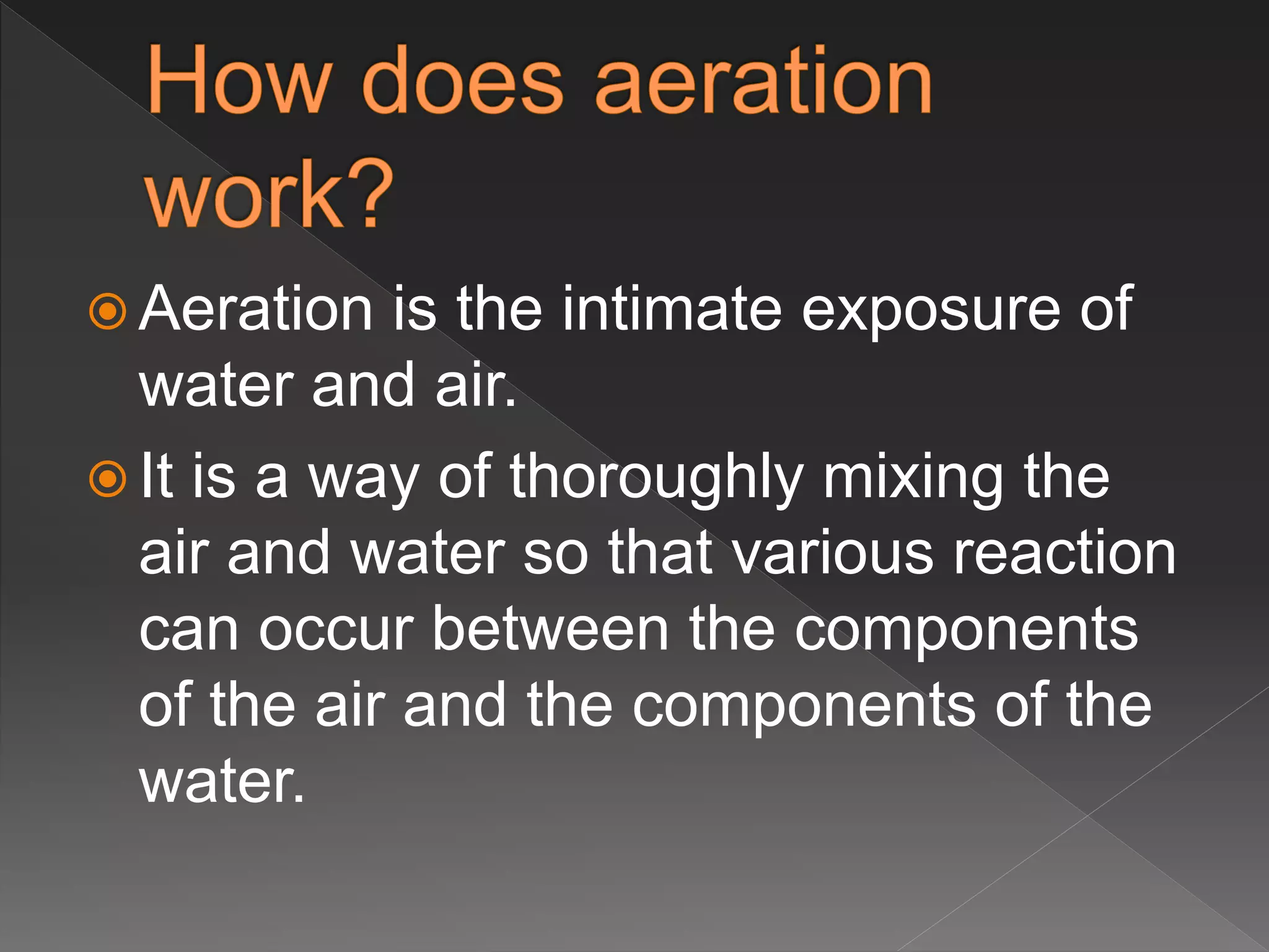 areation and types of aeration in waste water treatment | PPTX