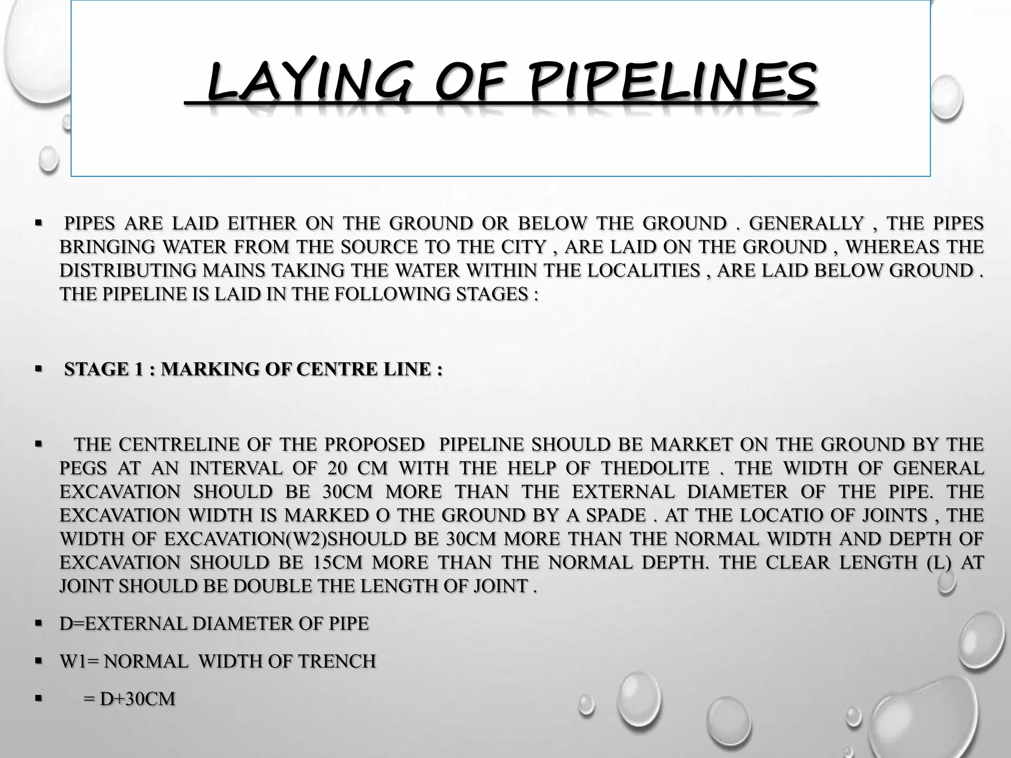 PIPES , PIPE FITTINGS,PIPE JOINTS & LAYING OF PIPELINES | PPTX