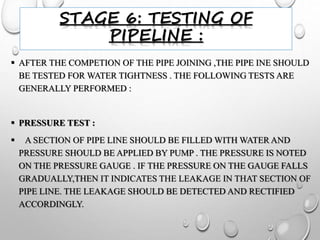 PIPES , PIPE FITTINGS,PIPE JOINTS & LAYING OF PIPELINES | PPTX