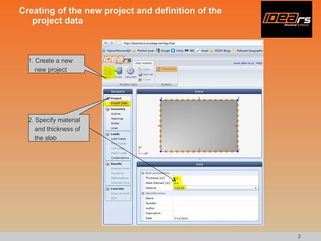 Idea WsSlab - Tutorial 1 - creating, analysis and design of concrete slab | PPT