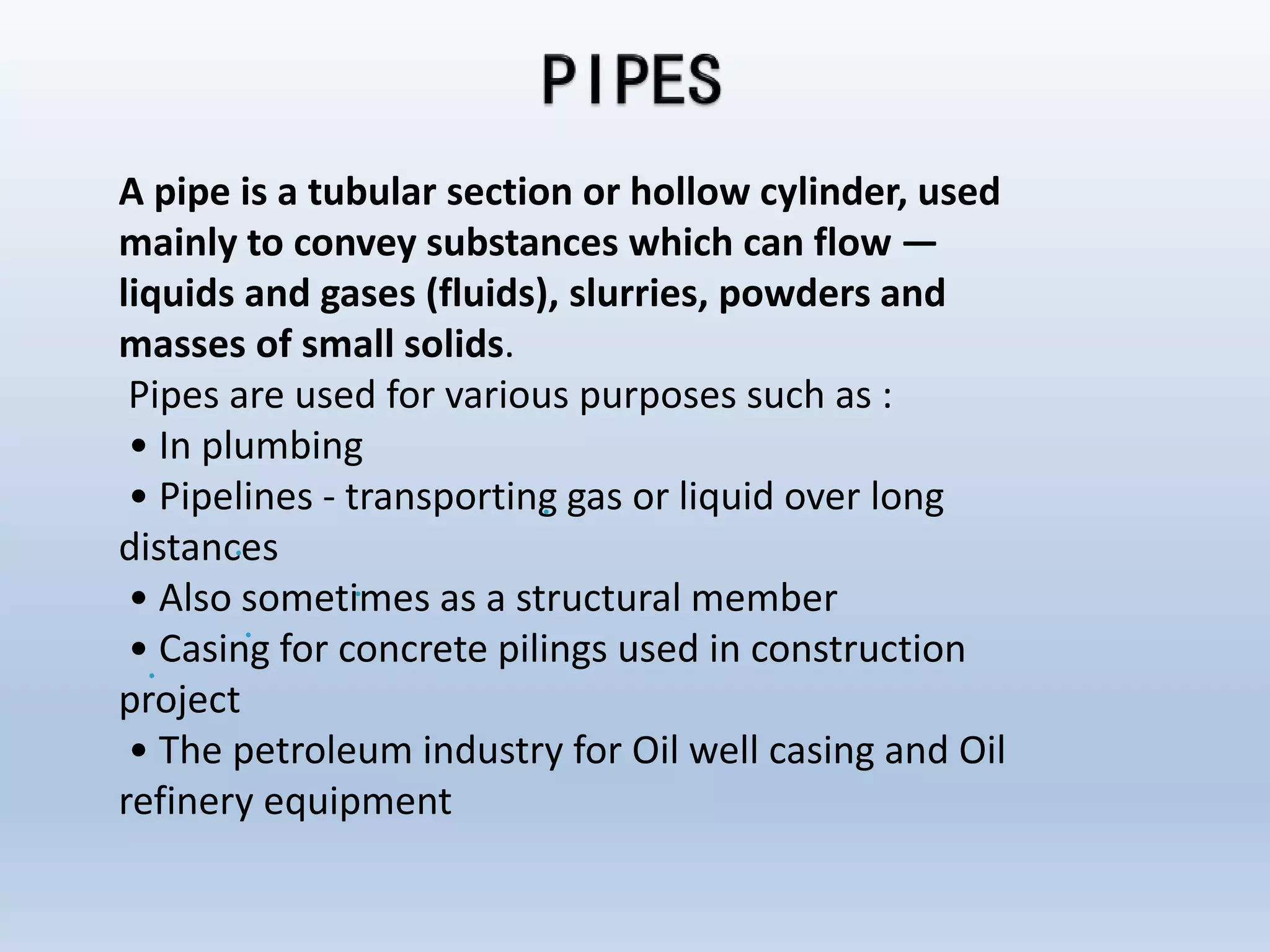 pipes and fittings | PPTX