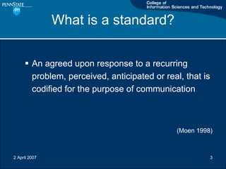 Standards and Standardization - A Research Project | PPT
