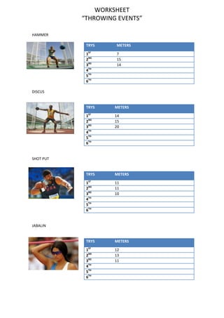 Ws throwing events 2º secciones | DOCX