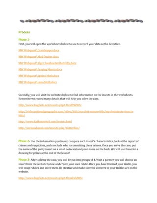 Types of Insects Web Quest | DOCX