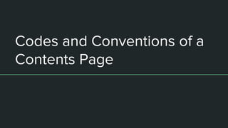 Codes and conventions of a contents page | PPTX | Publishing Industry ...
